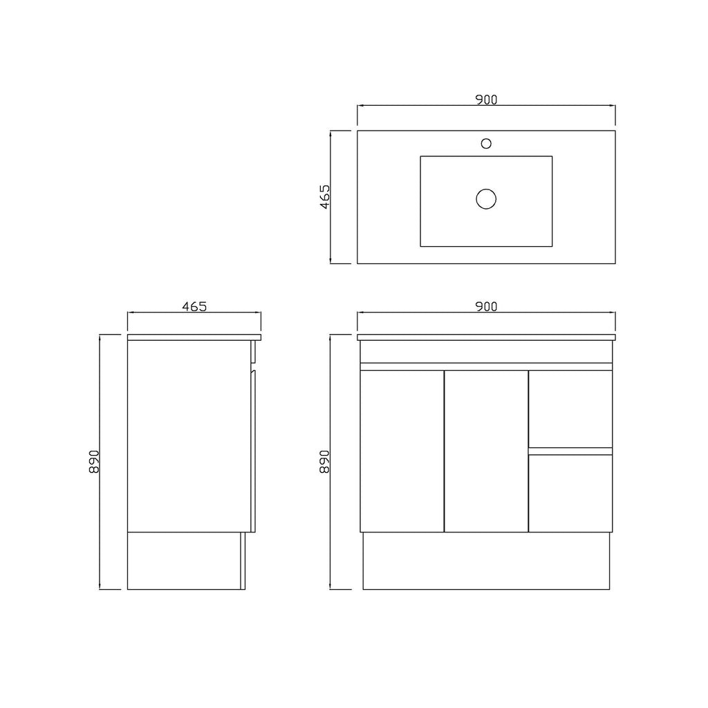 Crystal 900 Vanity Unit Gloss Finish