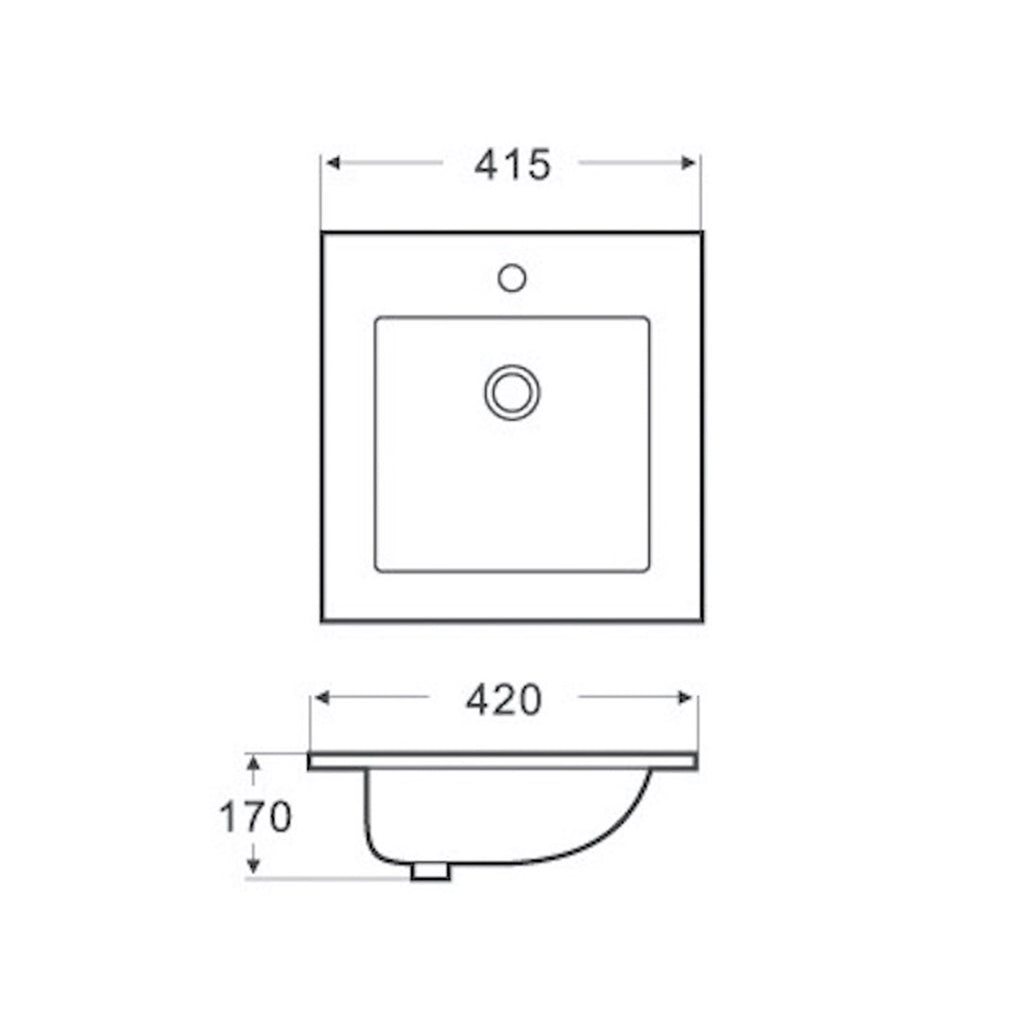 Delta Square Inset Basin Ceramic One Tap Hole