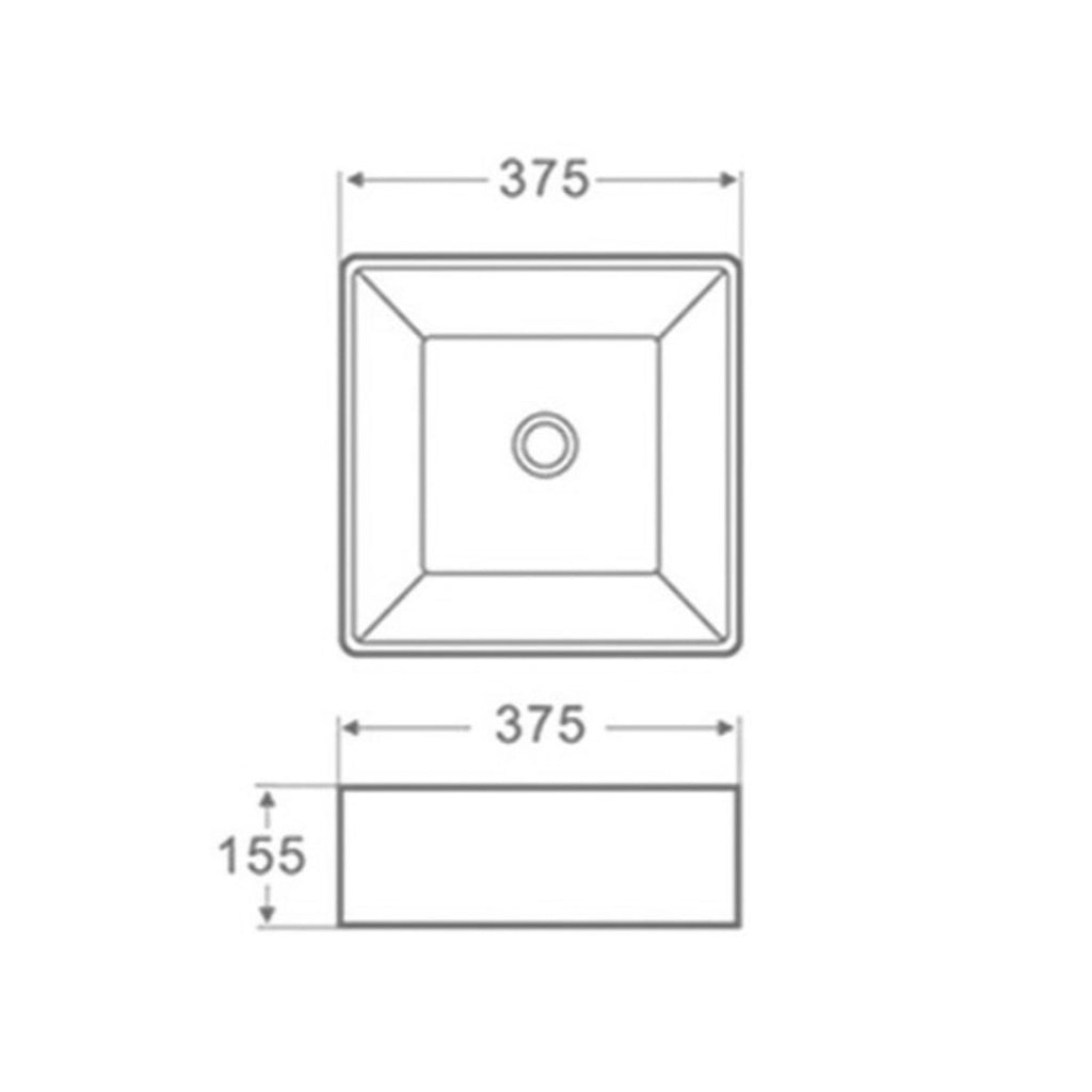 Quad Square Above Counter Ceramic Basin No Tap Hole
